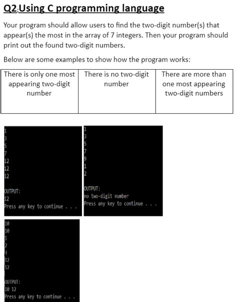 solved q2 using c programming language your program should