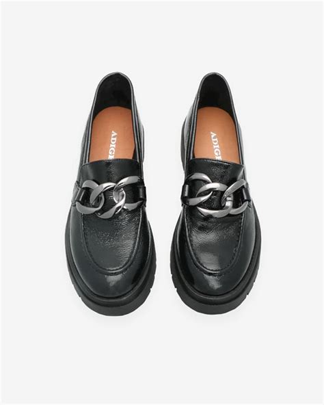 Mocassin Chunky Vernis Noir Femme Mona Adige Chaussures