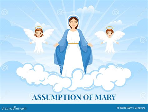Assumption Of Mary Vector Illustration With Feast Of The Blessed Virgin