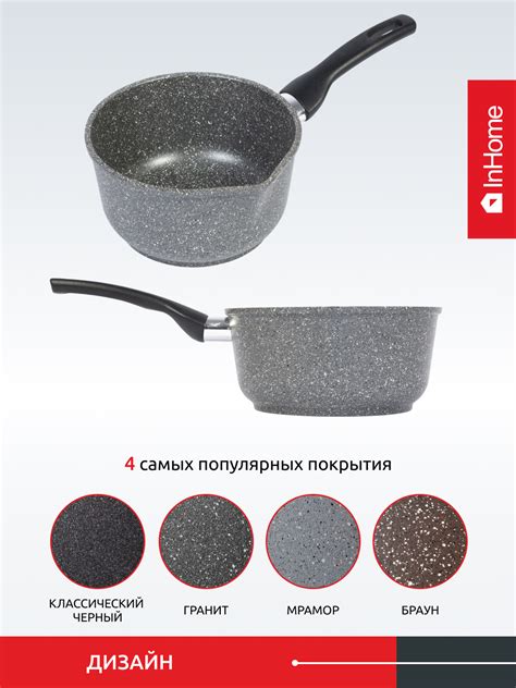 Ковш InHome кухонный антипригарное покрытие с крышкой IN09 1.5/MR0 ...
