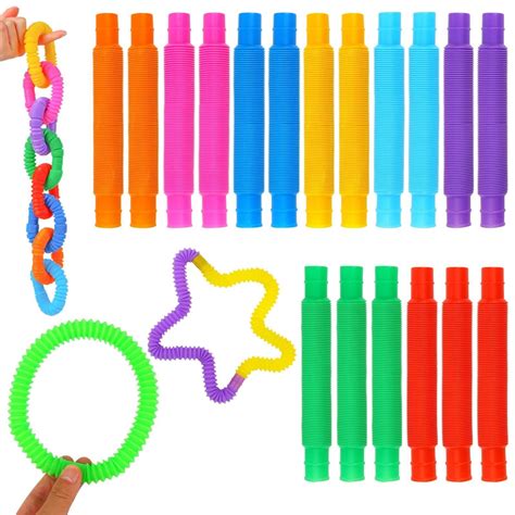 Amazon 減圧おもちゃ チューブ ポップチューブ 感覚玩具 つなげて遊ぶ DIY 解消 ギフト プレゼント 6歳以上 18本入り