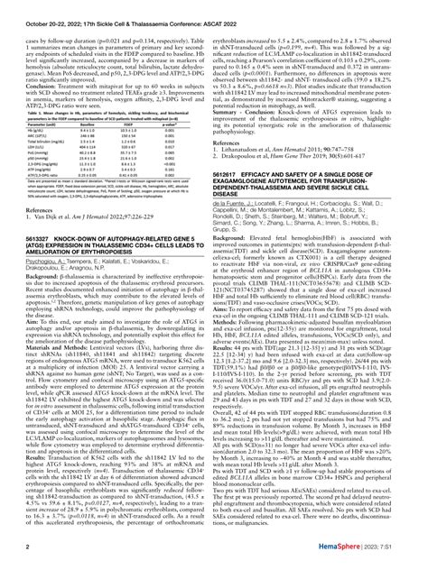 Pdf 5612617 Efficacy And Safety Of A Single Dose Of Exagamglogene Autotemcel For Transfusion