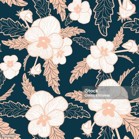 숲 녹색 배경 벡터 홍당무 팬 지 패턴입니다 꽃 벡터 반복 원활한 패턴 개화기에 대한 스톡 벡터 아트 및 기타 이미지 개화기 고풍스런 그래픽 프린트 Istock