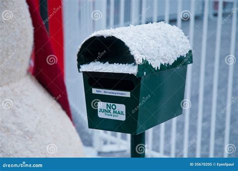 Santa Snowman Mailbox Stock Image Image Of Mail Crimson 35670205