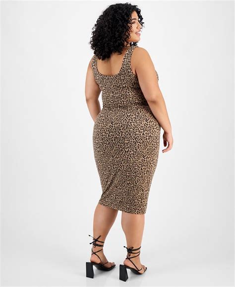 Bar Iii Plus Size Cheetah Print Bodycon Midi Dress Created For Macys
