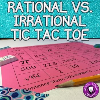Rational Vs Irrational Numbers Tic Tac Toe Game By Idea Galaxy TPT