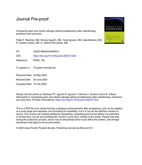 Pdf Comparing Open And Robotic Salvage Radical Prostatectomy After