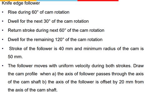 Solved Rise During 60∘ Of Cam Rotation Dwell For The