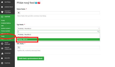 RSS a ATOM feed SmartEmailing nápověda