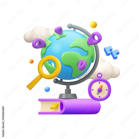 Geography Class Vector 3d Icon School Subject Geomorphology