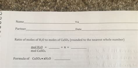 2 Calculate The Empirical Formula Of Cuso4 Xh20 Use