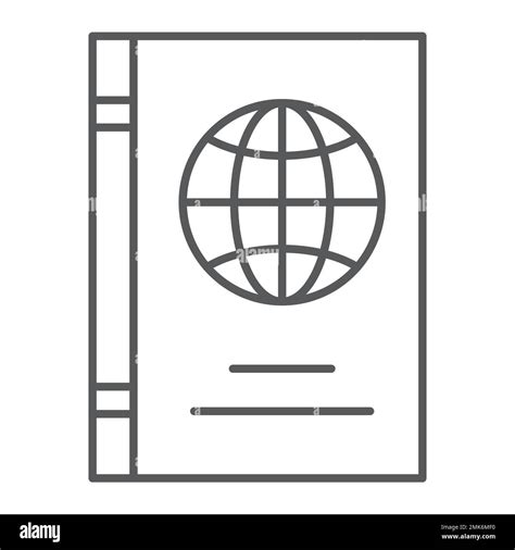 Passport Thin Line Icon Identification And Travel Identity Document