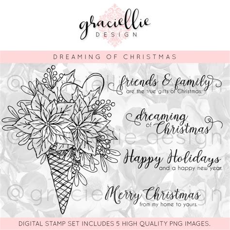 Winter Magnolias Digital Stamp Set Graciellie Design Digital Stamps