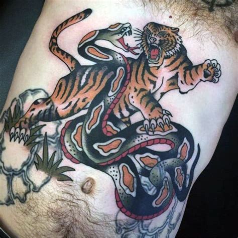 Traditional Tiger Tattoo Chest
