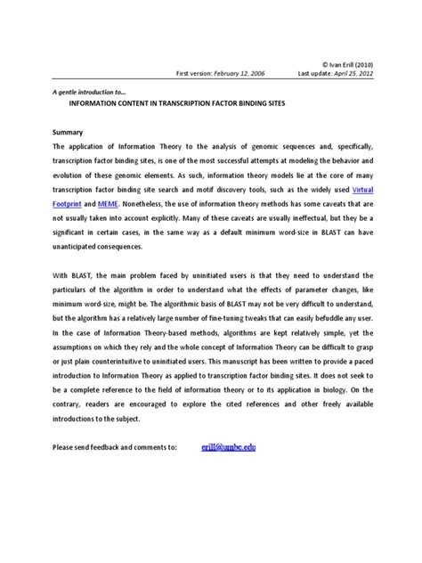 Introduction Information Theory Pdf Pdf Regulation Of Gene