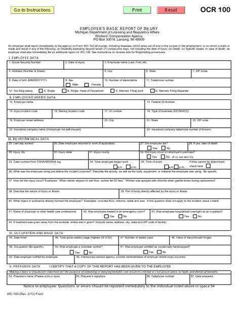 Form Wc 100 Fill Out Sign Online And Download Fillable Pdf Michigan Templateroller