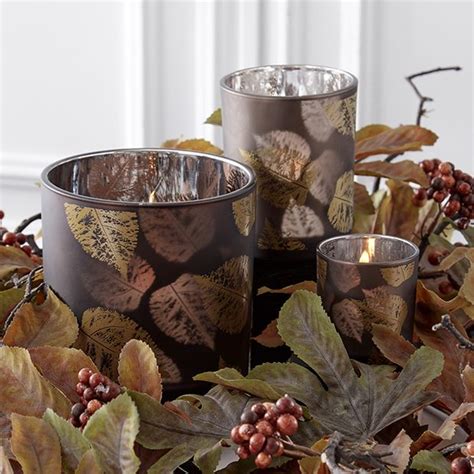 Gold Birch Leaves Votive Holder Set Of 3 Antique Farmhouse