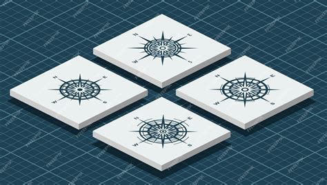 Premium Vector Set Of Blue Vintage Compass Roses Or Wind Roses