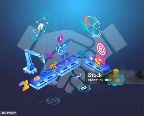 디지털 기술의 개념 사업가 그래프 통계 아이콘 3d 아이소메트릭 플랫 디자인 벡터 그림입니다 0명에 대한 스톡 벡터 아트 및