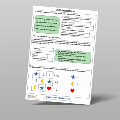 year 6 multi step problems homework resource classroom secrets
