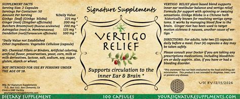 Vertigo Relief 100 Capsules Your Signature Supplements