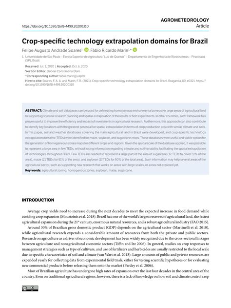 Pdf Crop Specific Technology Extrapolation Domains For Brazil