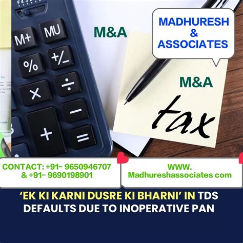 Madhuresh And Associates On Linkedin Tds Defaults Inoperative Pan