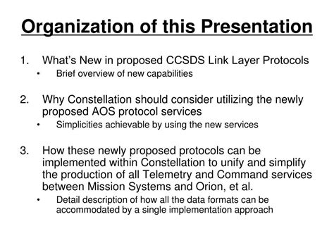 Ppt How Updated Ccsds Protocols Can Simplify Data Formatting For The Constellation Project