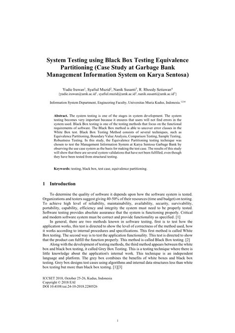 System Testing Using Black Box Testing Equivalence Partitioning Case