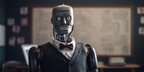 Future Of Education Humanoid Ai Robot Teacher Leading The Class