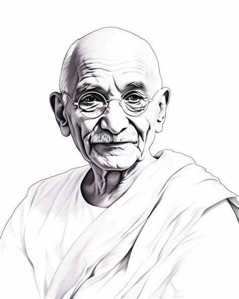 Retrato minimalista del héroe indio y luchador por la libertad mahatma