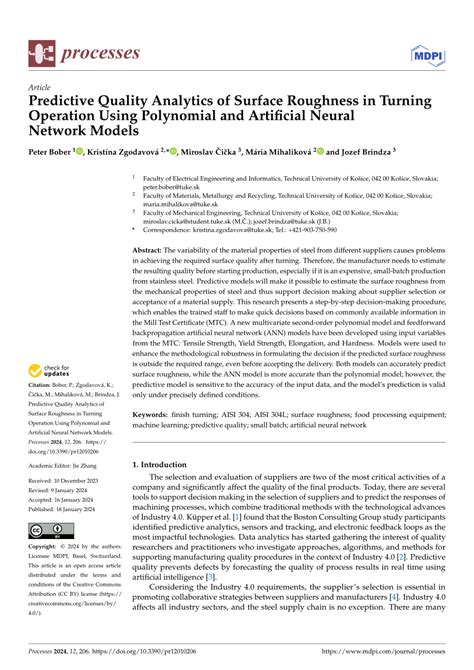 PDF Predictive Quality Analytics Of Surface Roughness In Turning