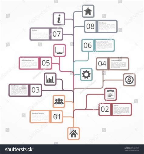 Tree Diagram Template Numbers Icons Place Stock Vector Royalty Free 371341537 Shutterstock