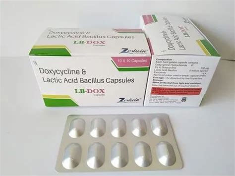 LB DOX Doxycycline Lactic Acid Bacillus 100mg Capsules 10 10 Box 100 Capsules At 1200 Box