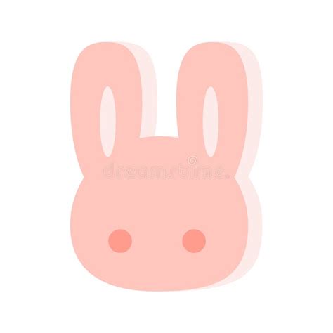 Cartoon Cute Pink Bunny Rabbit Head Face Isolated On White Background
