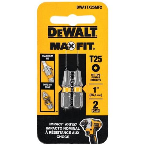 Dewalt Dwa1tx25mf2 Screwdriver Bit Set Max Fit Torx T25 X 1 L Steel