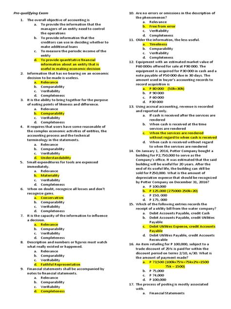 Pre Qualifying Exam Solution Manual Pdf Debits And Credits Deferral