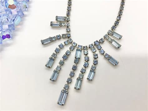 Vintage Light Blue Glass Mid Century Three Strand Necklace And Etsy