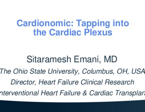 Cardionomics Tapping Into The Cardiac Plexus