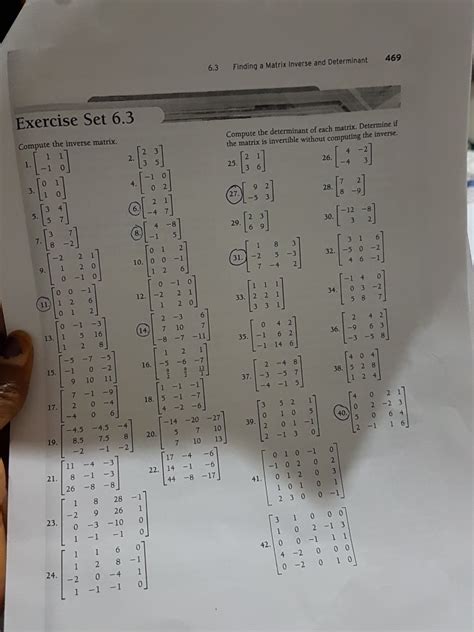 solved 6 3 finding a matrix inverse and determinant 469