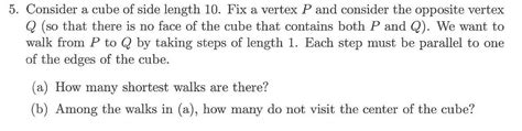 Consider A Cube Of Side Length 10 Fix A Vertex P