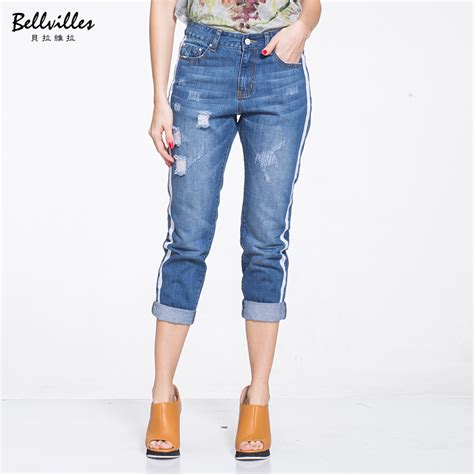 Bellvilles贝拉维拉2015秋新款女装侧缝织带宽松牛仔裤bnael0002bellvilles旗舰店