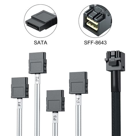 GetUSCart 10Gtek 6G Internal MiniSAS HD SFF 8643 To 4X SATA 7pin Hard Disk Data Server Raid