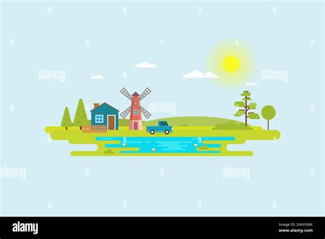 Vector Illustration Of Agriculture In A Rustic Flat Design Style