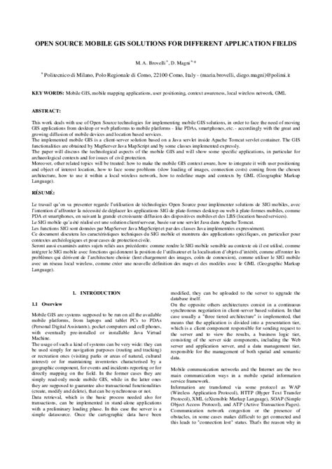Pdf Open Source Mobile Gis Solutions For Different Application Fields