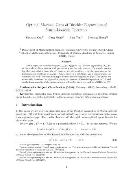 Pdf Optimal Maximal Gaps Of Dirichlet Eigenvalues Of Sturm Liouville Operators