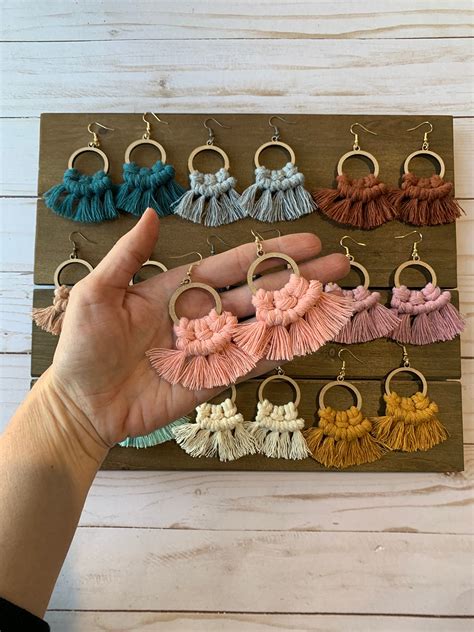 Macramé Earring Pdf Printable Macramé Fringe Earring Tutorial Diy Boho