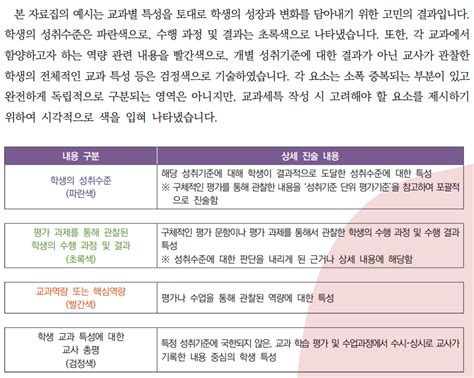 학교생활기록부 교과 세부능력특기사항 기재 예시성취수준수행평가역량교사총평 네이버 블로그