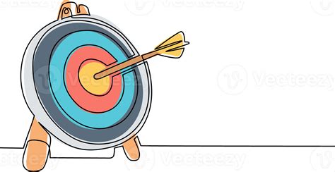 Single Continuous Line Drawing Arrow Hitting Target Mark Arrow Exactly Into Goal Of Dartboard