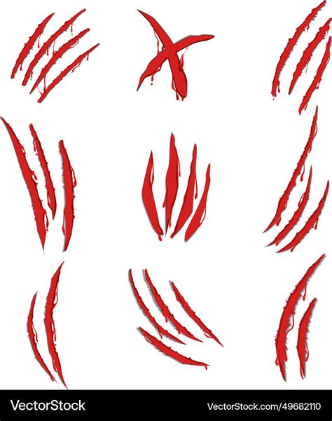 Claw Scratch Set Cartoon Royalty Free Vector Image